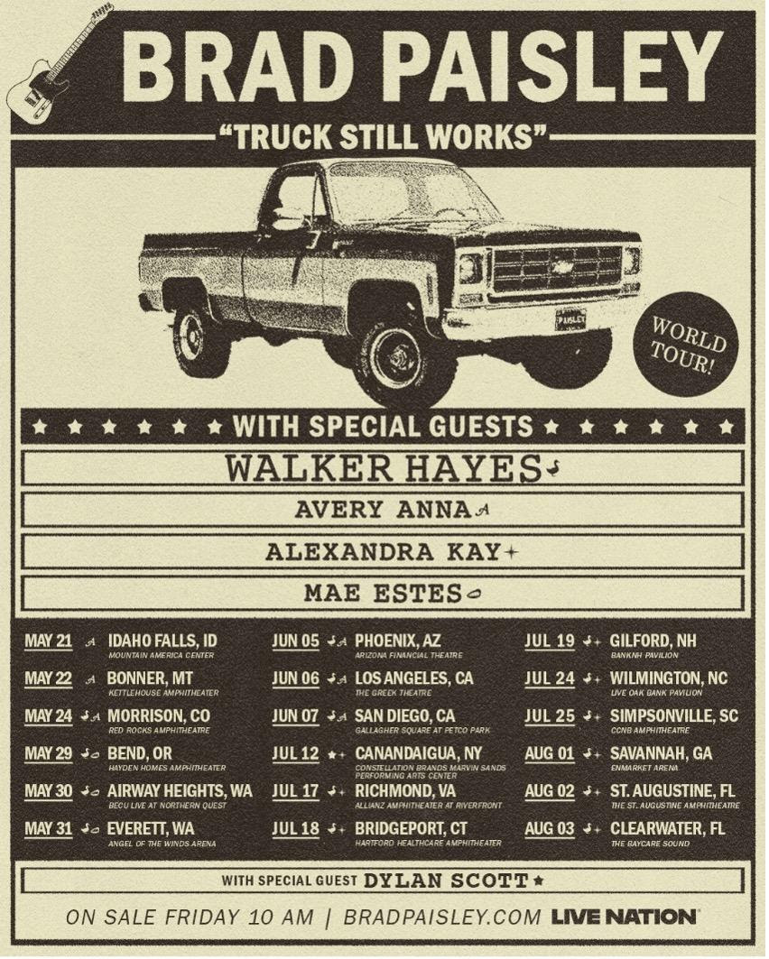 Brad Paisley and Walker Hayes - Saturday, June 7, 2025, 7:30 p.m. | San ...