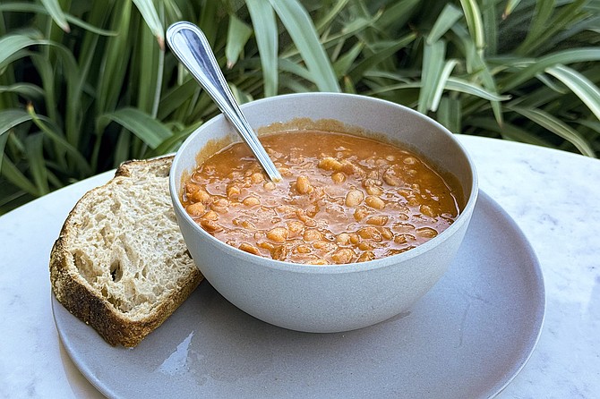 Photo: The French white bean stew, cassoulet, served with bacon ...